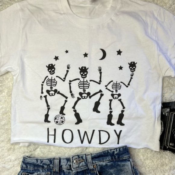 Tops | Howdy Skeletons Country Disco Western Halloween Headless ...